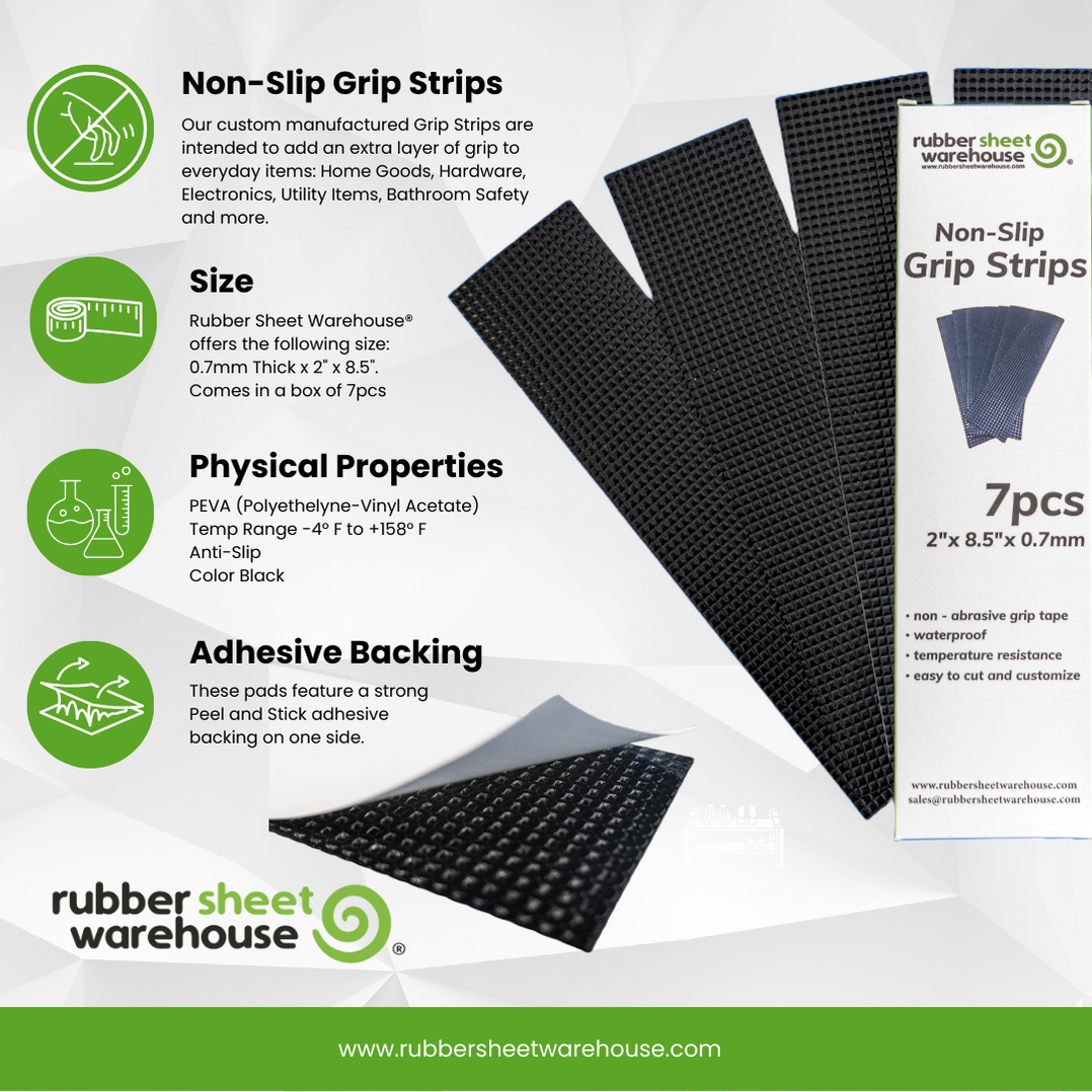 Non- Slip GRIP STRIPS - BLACK- 7PCS (2" wide x 8.5" Long ) — Rubber ...