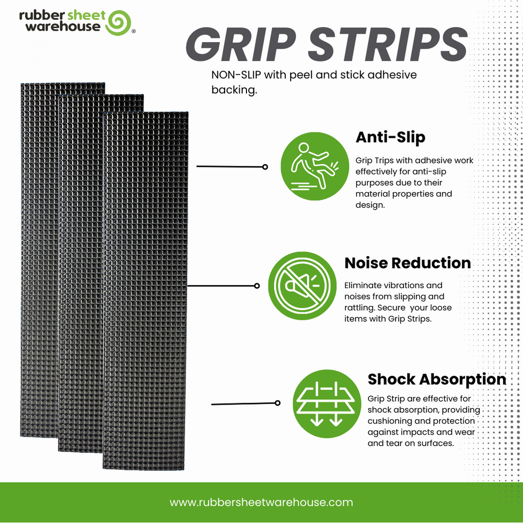 Non- Slip GRIP STRIPS - BLACK- 7PCS (2" wide x 8.5" Long ) — Rubber ...