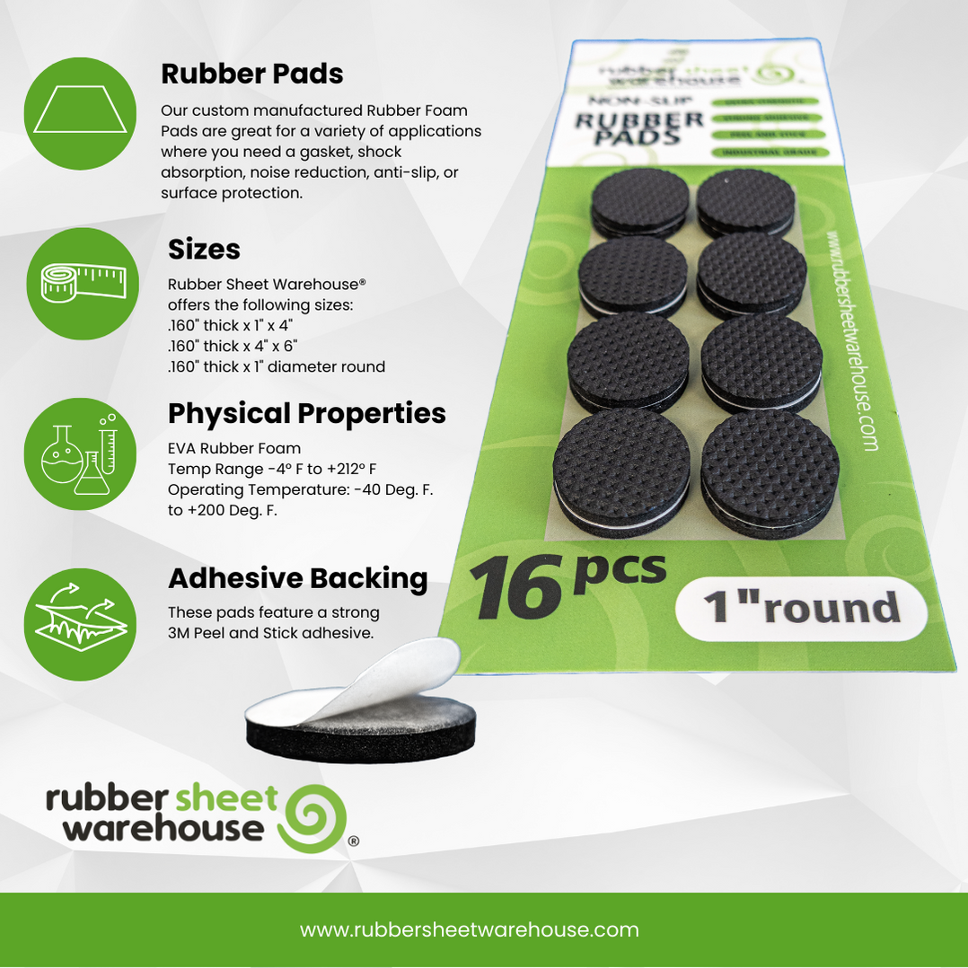 Rubber Foam Pads- NON SLIP- Adhesive Peel and Stick — Rubber Sheet ...