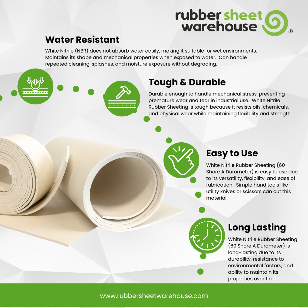 WHITE Nitrile Rubber — Rubber Sheet Warehouse®