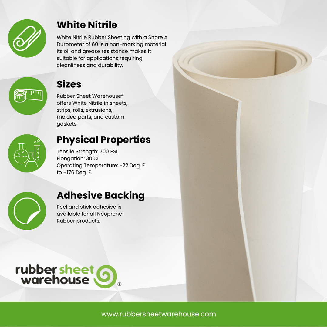 WHITE Nitrile Rubber — Rubber Sheet Warehouse®